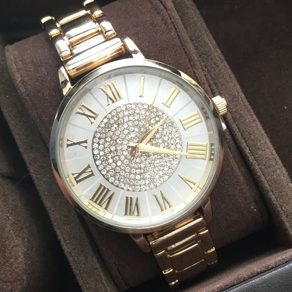 Accessories | Gold Rhinestone Watch | Poshmark
